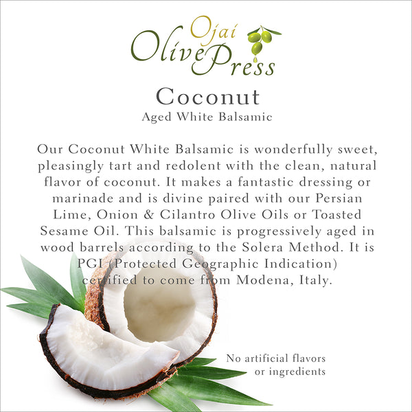 Coconut Aged White Balsamic Vinegar – Ojai Olive Press